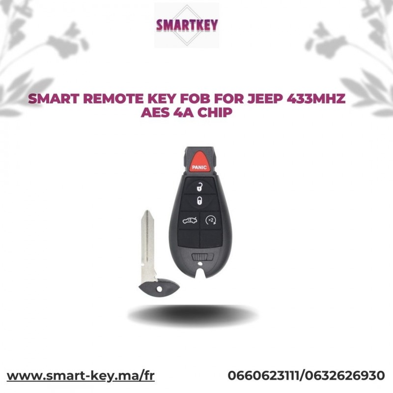 Smart Remote Key Fob for Jeep 433MHz AES 4A Chip